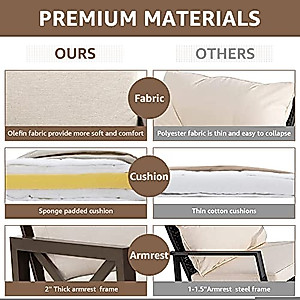 NATURAL EXPRESSIONS Outdoor Patio Rocking Chair, Metal Rocker Chair with 6.5'' Thick Olefin Cushions, Rocking Lawn Chair Rustproof Steel Frame for Outside, Indoor,Backyard,Porch,Poolside