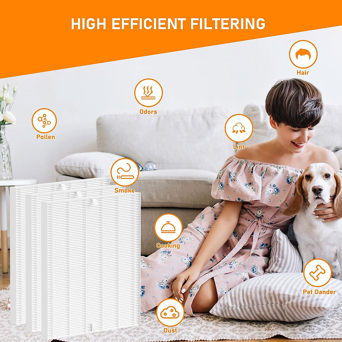 C545 True HEPA Replacement Filter S Compatible with Winix C545 Air Cleaner Purifier, Replaces Winix S Filter 1712-0096-00, 3 Pack HEPA Filtrer only