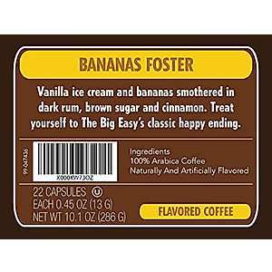 Crazy Cups Flavored Coffee for Keurig K-Cup Machines, Bananas Foster Flambe', Hot or Iced Drinks, 22 Single Serve, Recyclable Pods