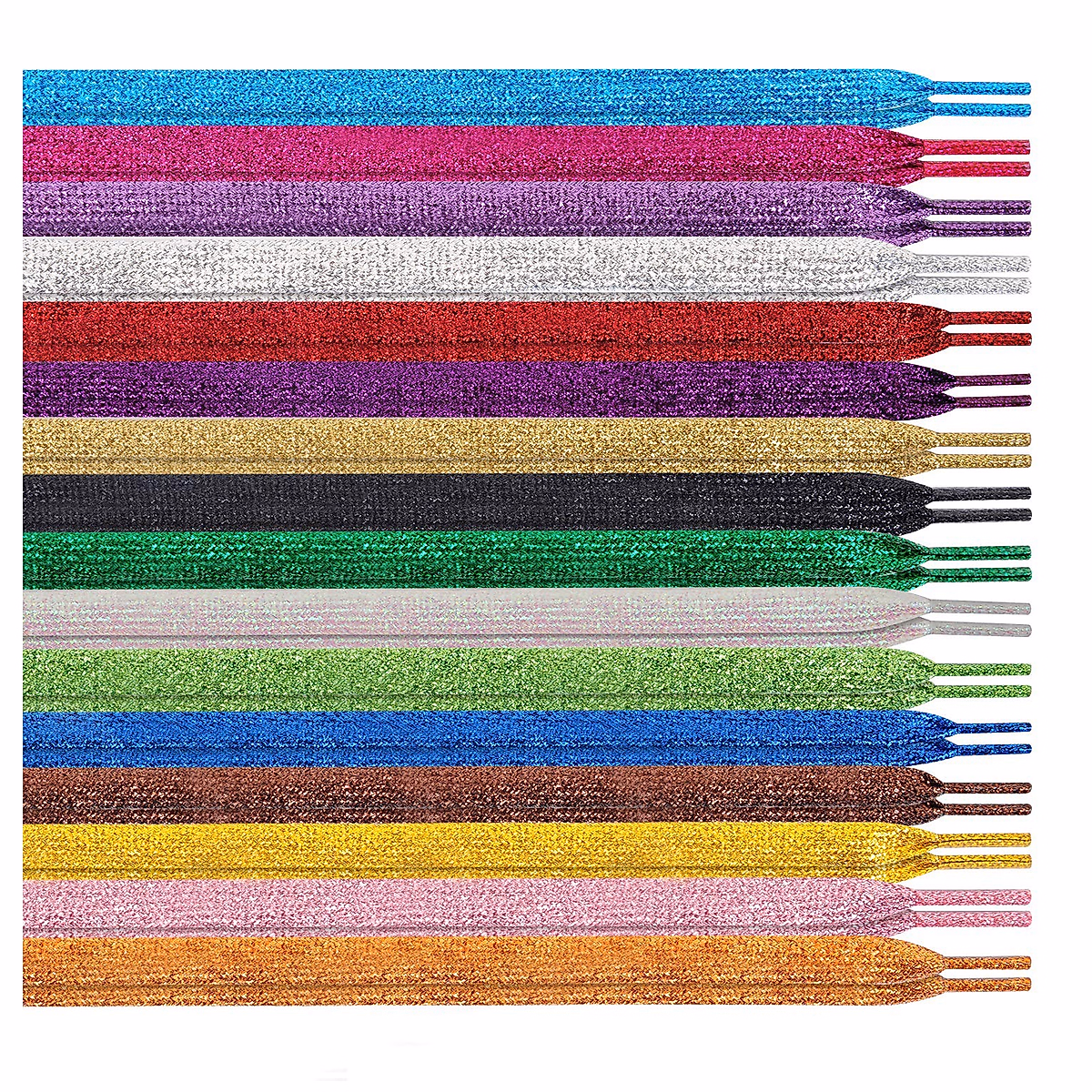 MarJunSep Shimmery glitter 42" Solid Colors Flat Shoelaces Shoe Laces strings for Teams Cheer Dance Sneakers