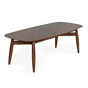 Limari Home Margit Collection Modern Style Beveled-Edge Walnut Finished Ash Veneer Top 8 Persons Rectangular Dining Table with Solid Wood Legs and Base, Brown