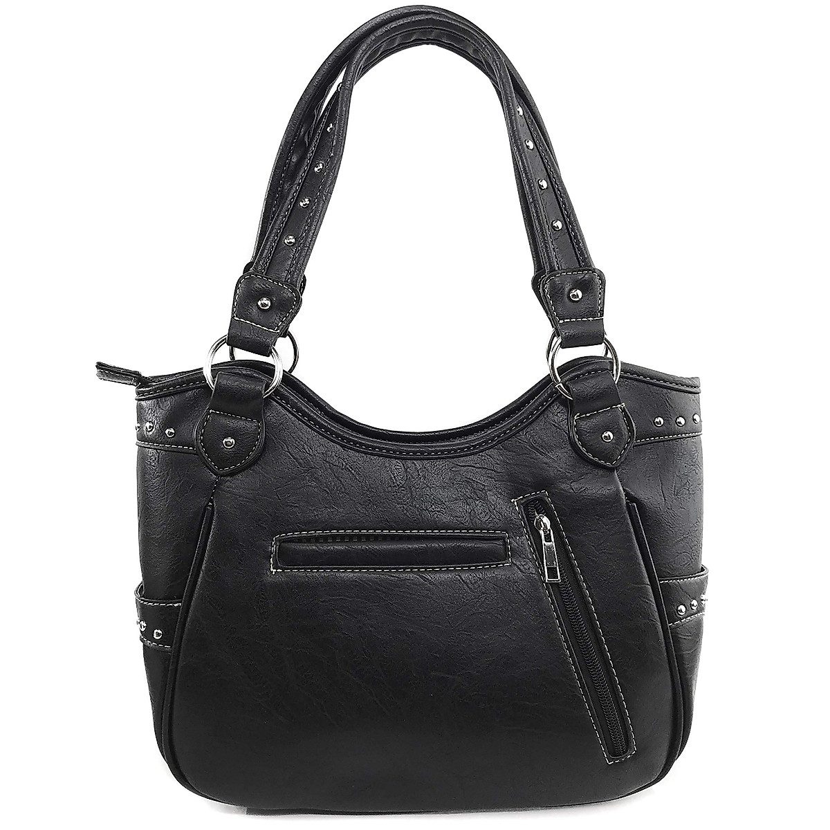 Zelris Spring Bloom Western Concho Women Conceal Carry Tote Handbag Purse Set (Black)