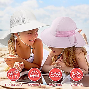2-Pack Toddler Baby Sun Hat Summer UPF 50+ Protection for Boys Girls Kids Adjustable Beach Hats with Bucket Wide Brim Age 1-7 Years Outdoor(Medium,Pink + White)
