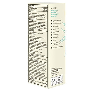 Aveeno Positively Mineral Sensitive Skin Daily Sunscreen Lotion for Face, Broad Spectrum SPF 50 with 100% Zinc Oxide, Lightweight & Non-Comedogenic Facial Sunscreen, Travel-Size, 2 fl. oz