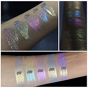 OYGCee Multi Chrome Duochrome Shimmer Liquid Makeup Eyeshadows Blue Green, Afflano Duo-Chrome Metallic Sparkly Liquid Eyeshadow,Quick Drying Safe Formula,Shimmmery Green,Talc Free,#10