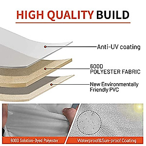 NARELECT Patio Ottoman Cover, 34" x24" x17" Waterproof Heavy Duty Durable Patio Furniture Covers, Outdoor Ottoman Cover Square Table Cover, Gray