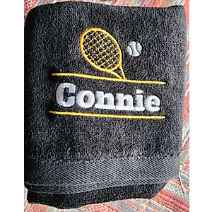 Printualist Personalized Tennis Towel with Carabiner Hook - Custom Design & Your Embroidered Name - 16"x26", Navy, Absorbent Cotton Terry Velour Fabric