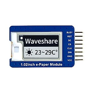waveshare 1.02inch E-Ink Display Module Compatible with Raspberry Pi4B/3B+/3B/2B/B+/A+/Zero/Zero W/WH/Zero 2W 128×80 Resolution Black/White Dual-Color SPI Interface Supports Partial Refresh