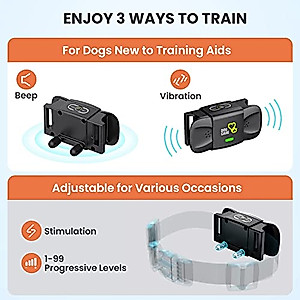 DOG CARE Dog Training Collar with Professional Remote, 2 Receiver Dog Shock Collars with 3 Modes, IP67 Waterproof Electronic Dog E Collar Range 1500FT, Keypad Lock for Small Medium Large Dogs