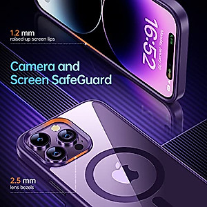 JUESHITUO for iPhone 14 Pro Max Case 𝟐𝟎𝟐𝟯 𝗡𝗘𝗪[Not Yellowing][MiL-Grade Protection][No.1 Strong Magnets]Magnetic Slim Clear Compatible with iPhone 14 Pro Max Protective Case 6.7inch, Deep Purple