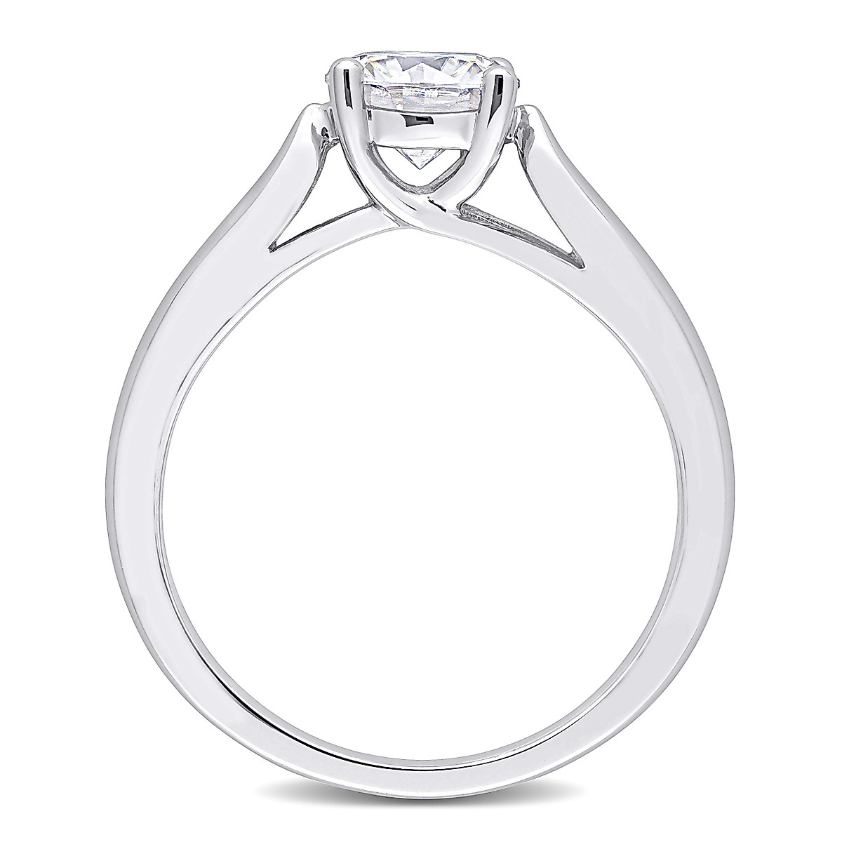 1 CT DEW Moissanite Solitaire Engagement Ring for Women - Sterling Silver Rings - Jewelry for Women - Anillo de Mujer - Perfect Engagement Gift - Round Cut Solitare - Moissanite Promise Rings (Size 8)
