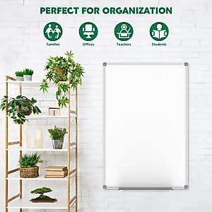 Lockways White Board Dry Erase Board 48 x 36 Inch, Magnetic Whiteboard 4 x 3, Silver Aluminium Frame, Set Including 1 Detachable Aluminum Marker Tray, 3 Dry Erase Markers, 8 Magnets
