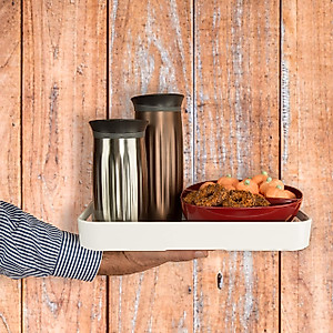 Zak Designs 21in x 13.5in Large Gallery Serving Tray - BPA-free, Eggshell White GL