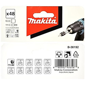 Makita B-36201 Metric High Speed Steel Drill Bit, Screw Bit and Socket Set (48 Piece)