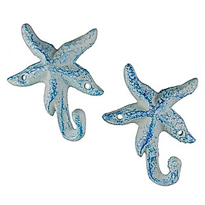 Iron Starfish Hook, Set of 2, Light Blue