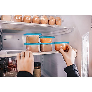 Oodies Baby Food Lids-Blue 3 Pack-Reusable and Dishwasher Safe-BPA Free-Compatible with Gerber Baby Food Containers