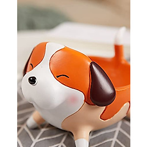 SEINHIJO Dog Candy Dish Cookie Plates Nuts Bowl Jewelry Tray Animal Arts Statue Sculpture Polyresin Figurine 6.7 inch