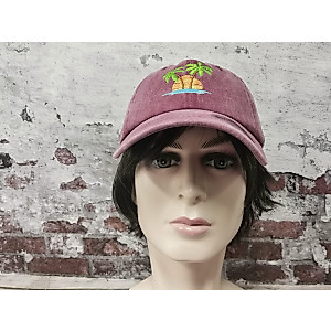 Hepandy Palm Tree Embroidered Burgundy Baseball Caps for Men Women, Outdoor Embroidery Summer Beach Trucker Hat Dad Hats