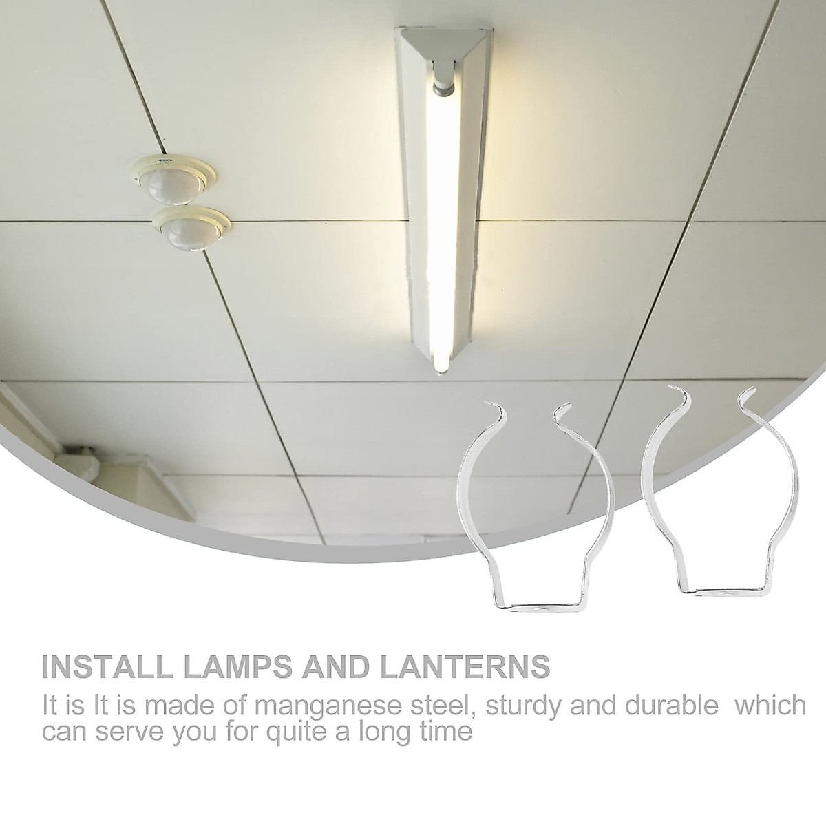 Cabilock 100Pcs LED T8 U Clips Holder Bracket Fluorescent Tube Stainless Steel Lamp Support Lampholder Pipe Clamps for 8FT LED Light Bulbs