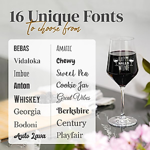 Custom 18oz Crystal Wine Glass with Your Custom Logo Design or Personalized Text - Permanent Laser Engraving - Wedding Favors, Corporate Gifts, Birthdays, Parties or Events