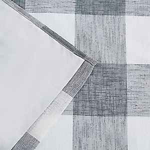 Short Gray White Buffalo Plaid Blackout Curtains with Liner Checkered Geometric Farmhouse Panels Linen Textured Grommet Thermal Insulated Window Treatment for Bedroom,Living Room,Kitchen,40"x63"x2