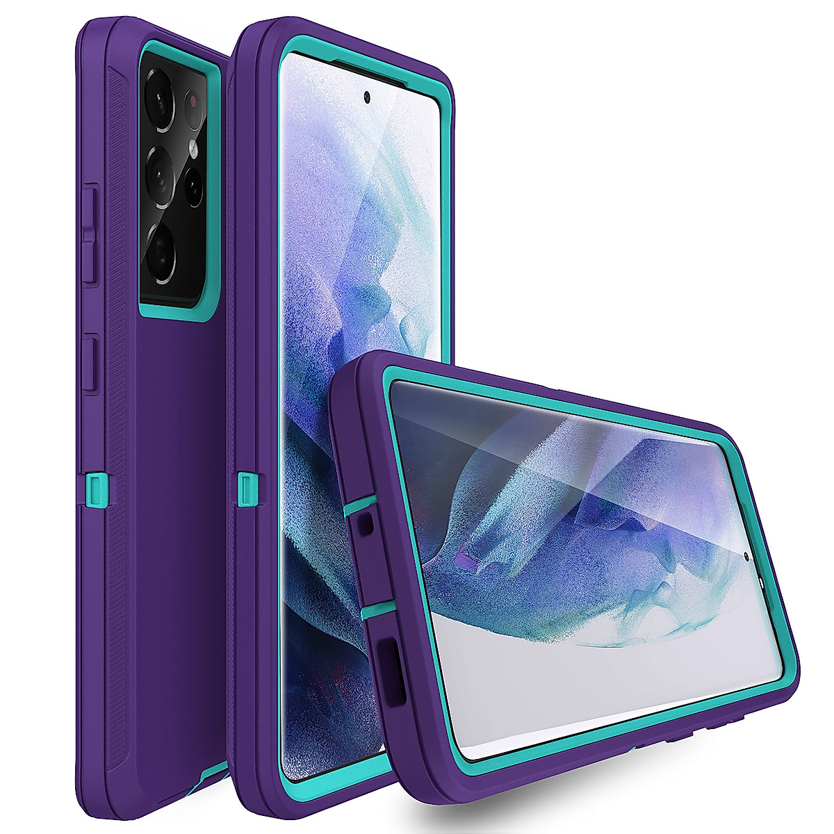 MXX Case Compatible with Galaxy S21 Ultra Case, 3-Layer Super Full Heavy Duty Body Bumper Cover/Shock Protection/Dust Proof, Designed for Samsung Galaxy S21 Ultra 5G 6.8 Inch 2021 (Purple)