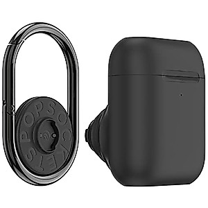 PopSockets PopGrip AirPods Holder + PopChain 2: Swappable Grip and AirPods Holder for Phones and Tablets - Black Gun Metal