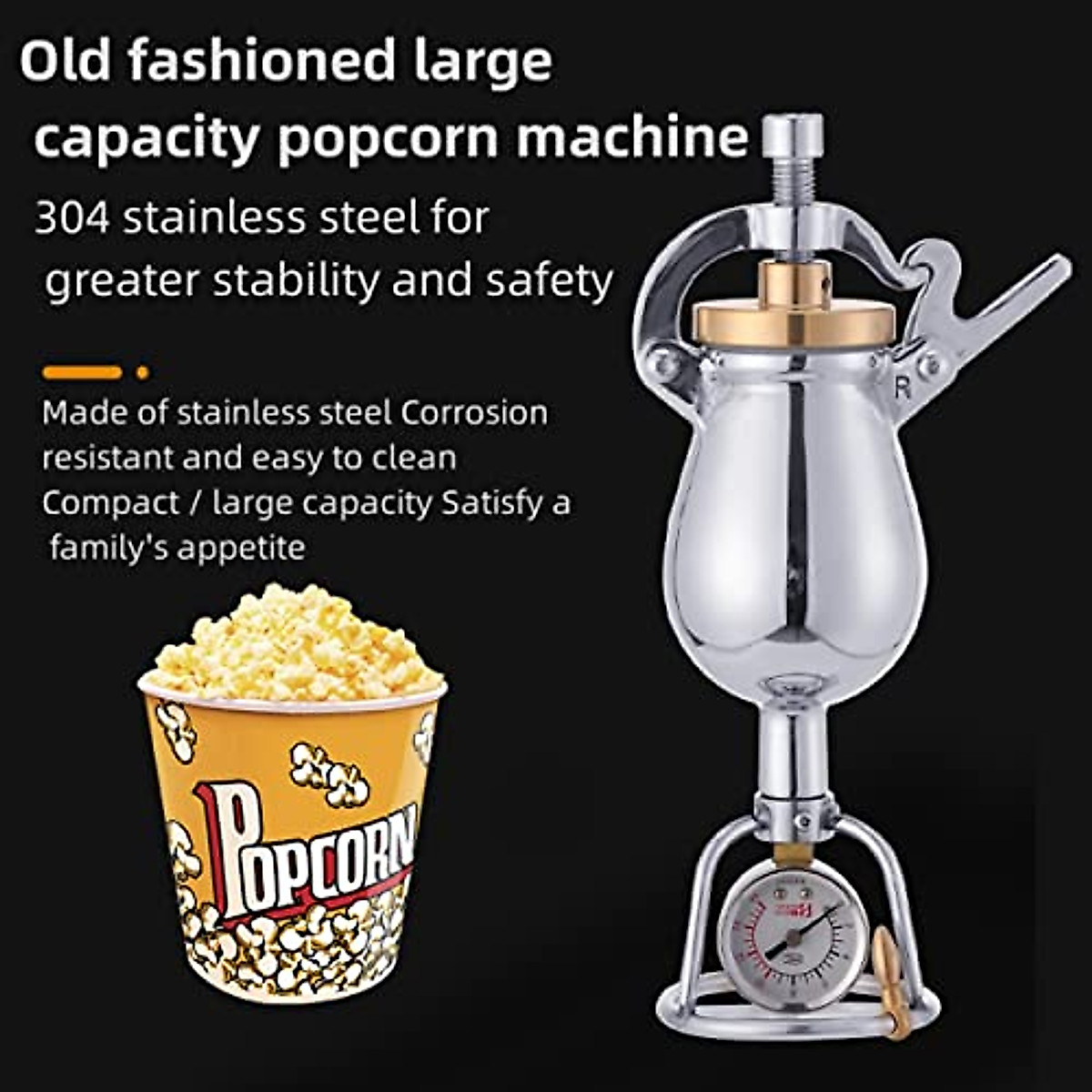 Hand Popcorn Maker 260ml Retro Nostalgic Mini Popcorn Maker Small 304 Stainless Steel Pellet Amplifier Old Fashioned Home Mini Popcorn Popper