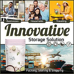 Resealable Standup Bags 3x4.7 +4x6 + 5x8 inches. 100 Pk – Airtight, Waterproof, Zip Lock Seal and/or Heat Seal - Opaque Foil Pouch - Food Grade Bags For Long Shelf-Life and Multipurpose Storage.