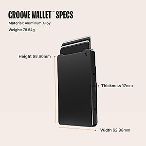 Groove Life Groove Wallet Gun Metal/Black Leather Go Mens Minimalist Aluminum Credit Card Holder, Magnetic Thumb Swipe, RFID Blocking, Magsafe, Genuine Leather Attachment, Lifetime Coverage