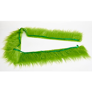 Shaggy Plush Faux Fur Fabric Precut Strips Fluffy Fuzzy Craft Fur for Gnomes Beard Hair Cosplay Costume Dwarf Decoration (Green, 8x60 inch)