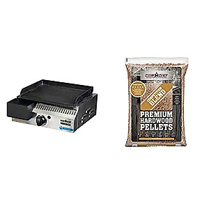 Camp Chef Sidekick Grill Accessory, Flat Top Griddle Included, 14" Cooking System Compatible, Stainless/Black & Competition Blend BBQ Pellets, Hardwood Pellets, Smoke, Bake, Roast