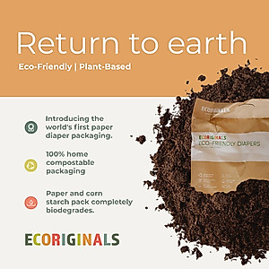 Ecoriginals Eco Disposable Hypoallergenic Diapers | Newborn Plus Baby Size 1, 8-13lbs | 1 Pack, 28 Count | Plant-Based, Non-Toxic