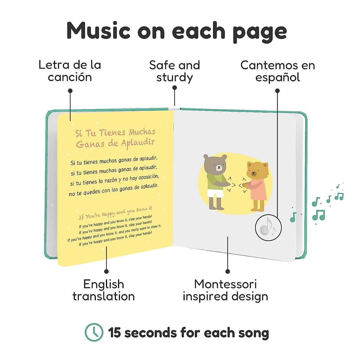 Cali's Books Spanish Nursery Rhymes | Spanish Baby Book with English Translation | Learn Spanish for Kids | Spanish Books for Toddlers 1-3 | 6 Canciones Infantiles en Español