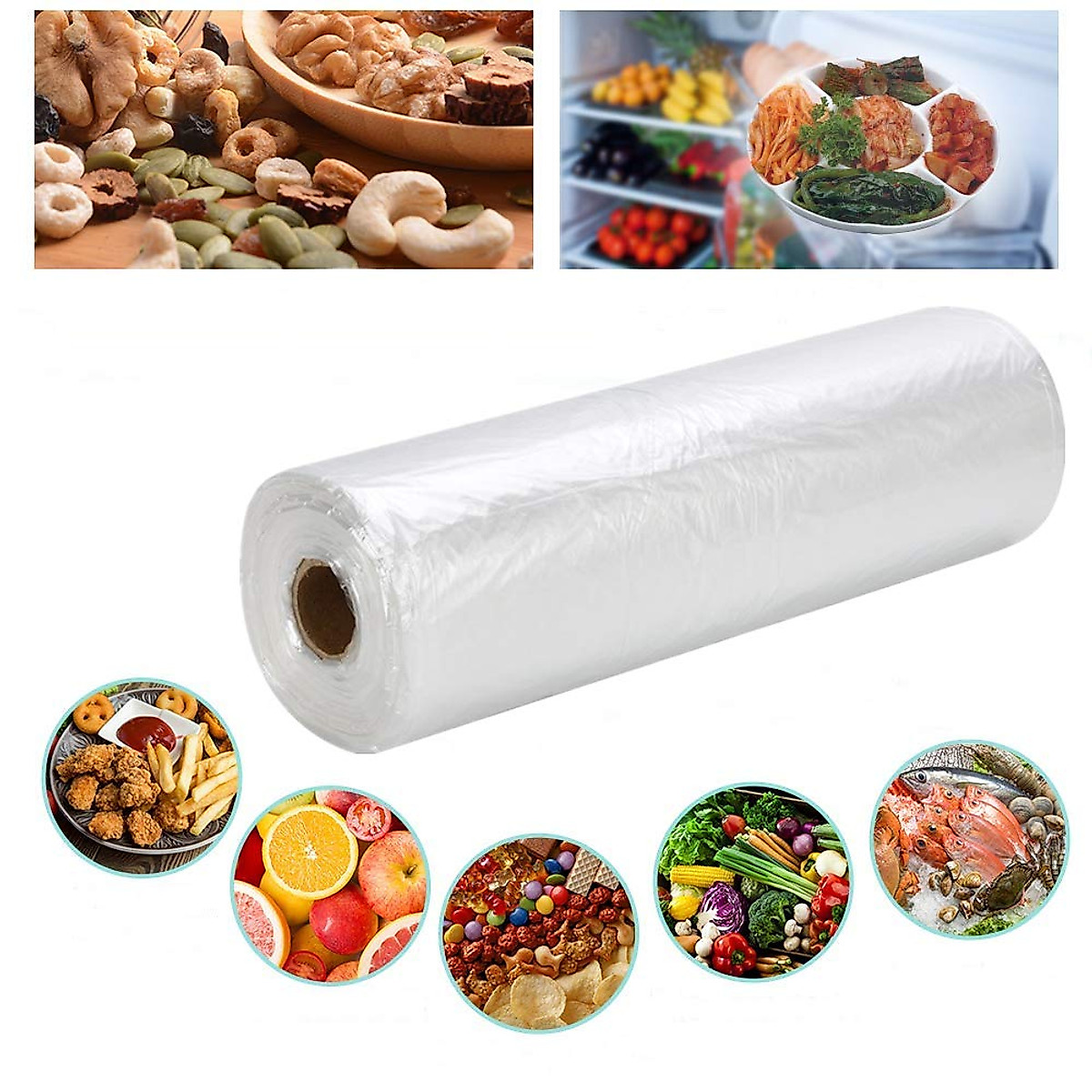 Pinshion Food Storage Bags, 12 x 16 Plastic Produce Bag on a Roll, Fruits, Vegetable, Bread, Food Storage Clear Bags, Bread and Grocery Clear Bags, 350 Bags Per Roll (1 Roll)