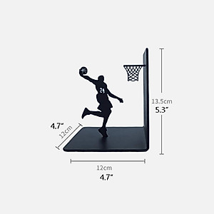 Book Ends Creative Basketball Metal Bookends Book Holder Stand Simple Playing Basketball Book Ends, Students Boy Birthday Gift Bookends Books Support (Color : Black, Size : A)