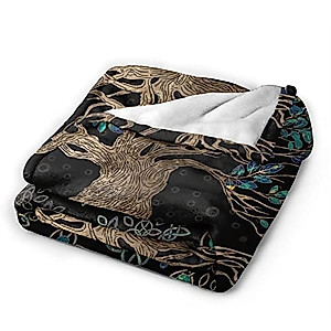 FEILUOKE Viking Tree of Life Blanket Super Soft and Comfortable Warm Flannel Throw Blanket Sofa Bedroom Bed Blanket Adult Children 50x40 Inches
