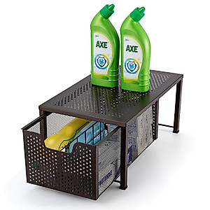 Bextsware Auledio Stackable Multi-Function Under Sink Cabinet Sliding Basket Organizer Drawer, Extra Large Capacity, Space Saving,Bronze