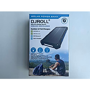 Solar Power Bank 36000mAh, Qi Wireless Charger, DJROLL Portable Solar Charger with Dual USB & Type-C Port 5V/3A Output, IP66 Waterproof Powerbank, Flashlights Cell Phone Charger for Camping Outdoor