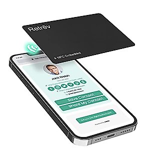 Retrēv Digital Business and Networking Card, Matte Black, NFC Instant Contact & QR Scan - Transfer Contact, Website, or Social Media Information with a Tap, No App Required