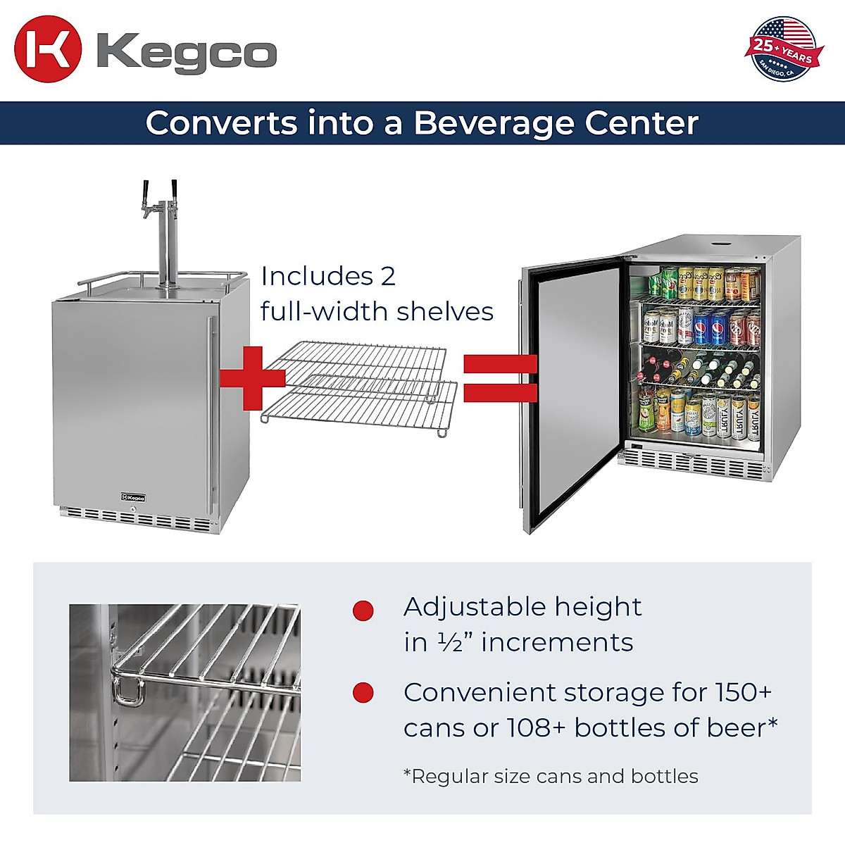 Kegco Kegerators, 2 Faucet, Left Hinge