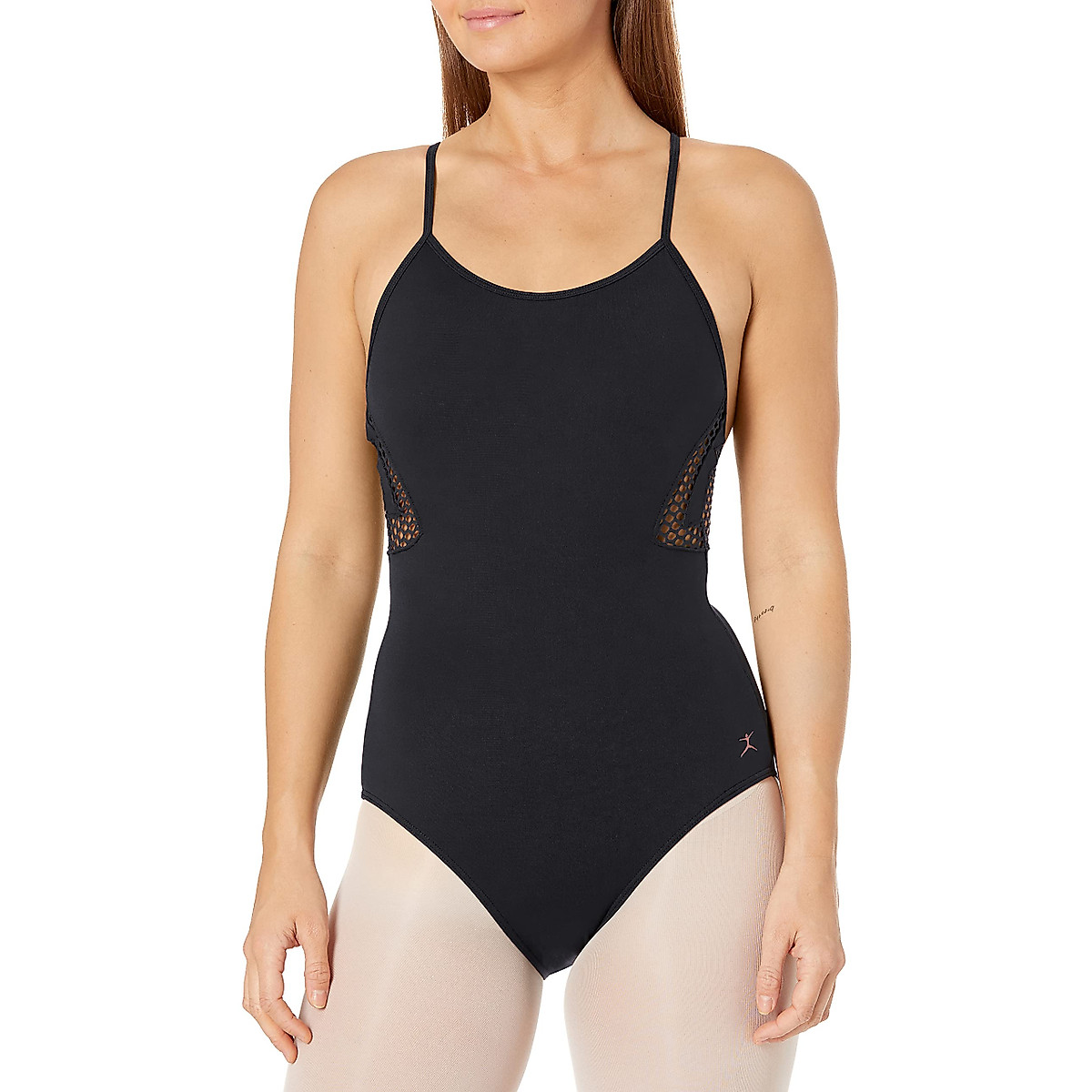 Danskin Women's Strappy Back Detailed Dance Leotard, black-00115, Petite