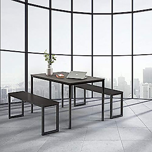 Zinus Louis Modern Studio Collection Soho Dining Table with Two Benches (3 piece set) - Espresso