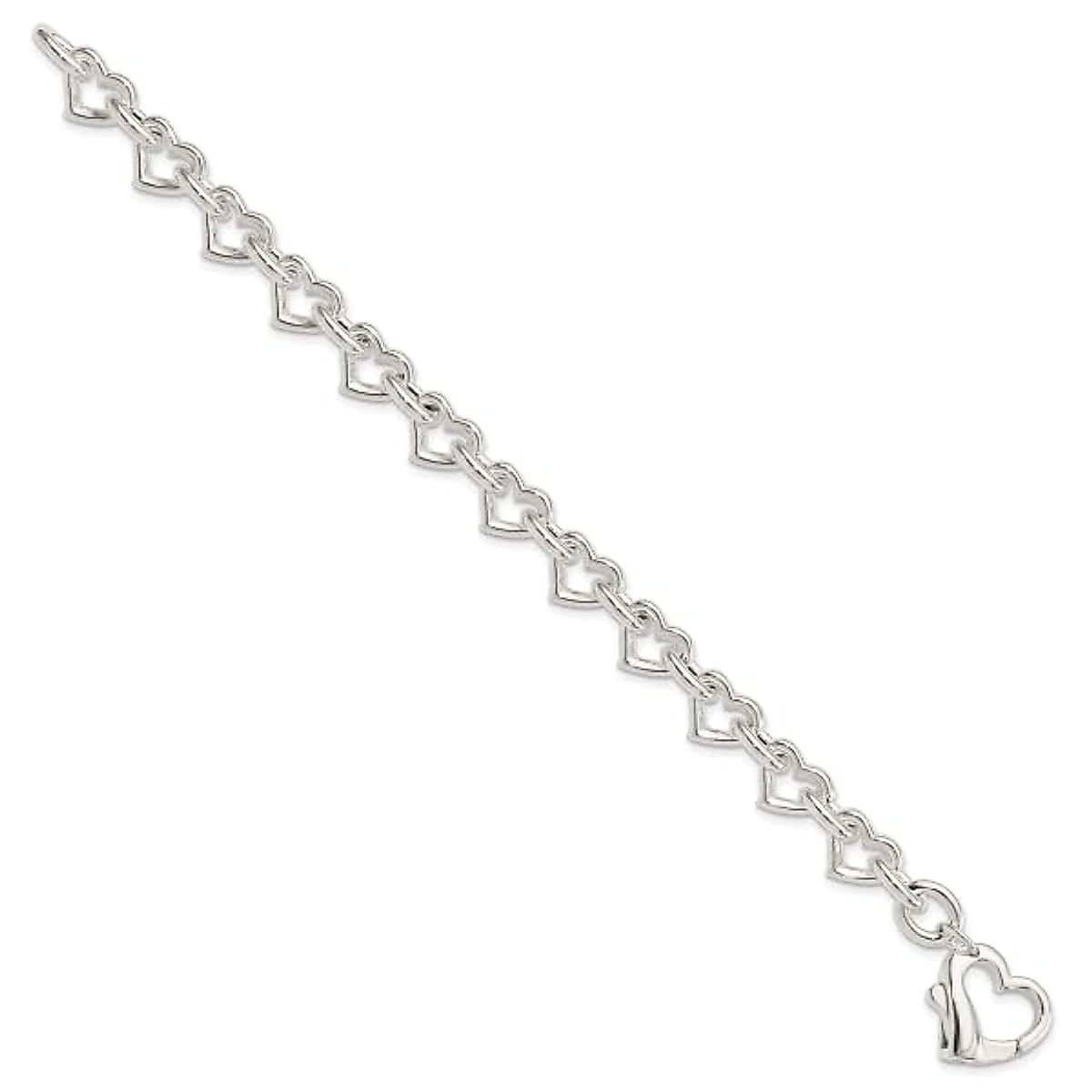 IceCarats 925 Sterling Silver Heart Love Link Chain Charm Bracelet 7.5 inch