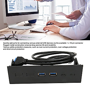 5.25 Inch Front Panel, PC Multifunction Media Dashboard, USB 3.0 to 19 Pin Metal Optical Drive Bay 2 Port USB Hub for PC Computer Case