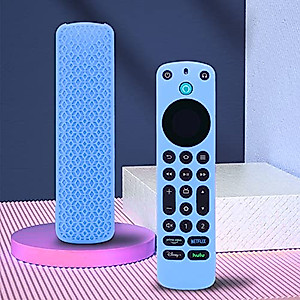 Glow Cover Replacement for Amazon Alexa Voice Remote Pro 2022, Silicone Case Skin Gloove with Lanyard, Blue
