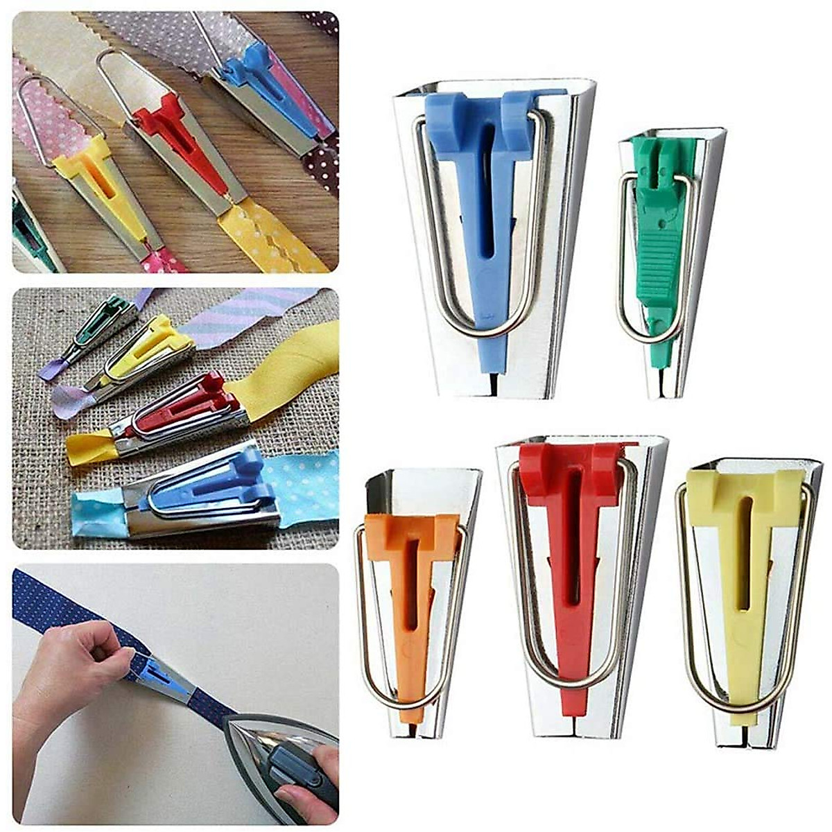 Bias Tape Makers Kit of 5 Sizes 1/4" 3/8" 1/2" 3/4" 1" DIY Quilting Tools Kit for Fabric Sewing and Quilting