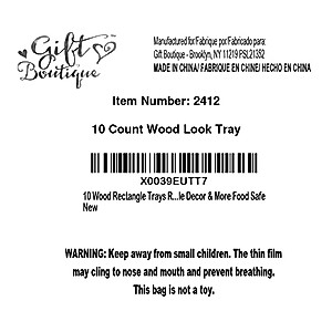 10 Wood Rectangle Trays Rustic Brown Wooden Look Serving Platters 10.75" x 15.75" Heavy Duty Disposable Paper Cardboard Tray for Dessert Cupcake Display Birthday Parties Weddings Table Decor & More