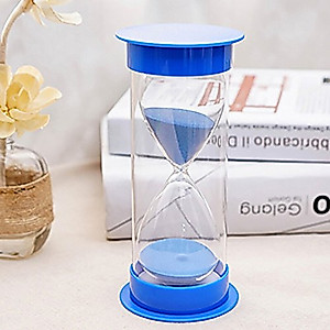 AblueA Sand Timer with Protective Covering, 50 Minutes Plastic Sand Clock Timing Hourglass (Blue Caps and Blue Sand)