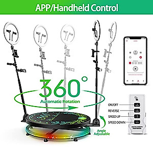 LIKVIDIU 360 Photo Booth Machine 100cm Software APP Automatic Slow Motion 360 Spin Camera Booth for 5 People to Stand on (39.4''+Flight Case)